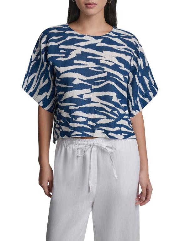 DKNY Pattern Boxy Linen Top